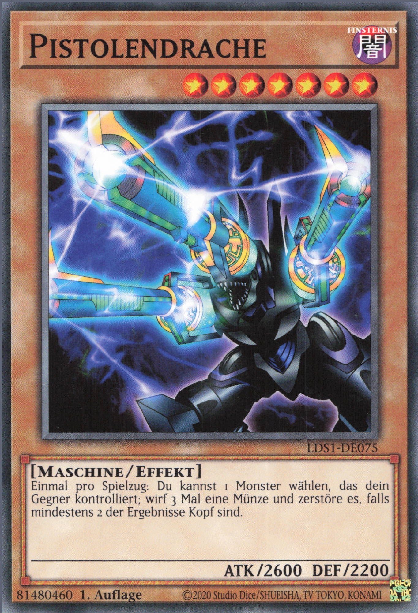 ReCollectibles Sammelkarte YuGiOh Karte Pistolendrache deutsch, Yu-Gi-Oh! Karte LDS1-DE075 Common