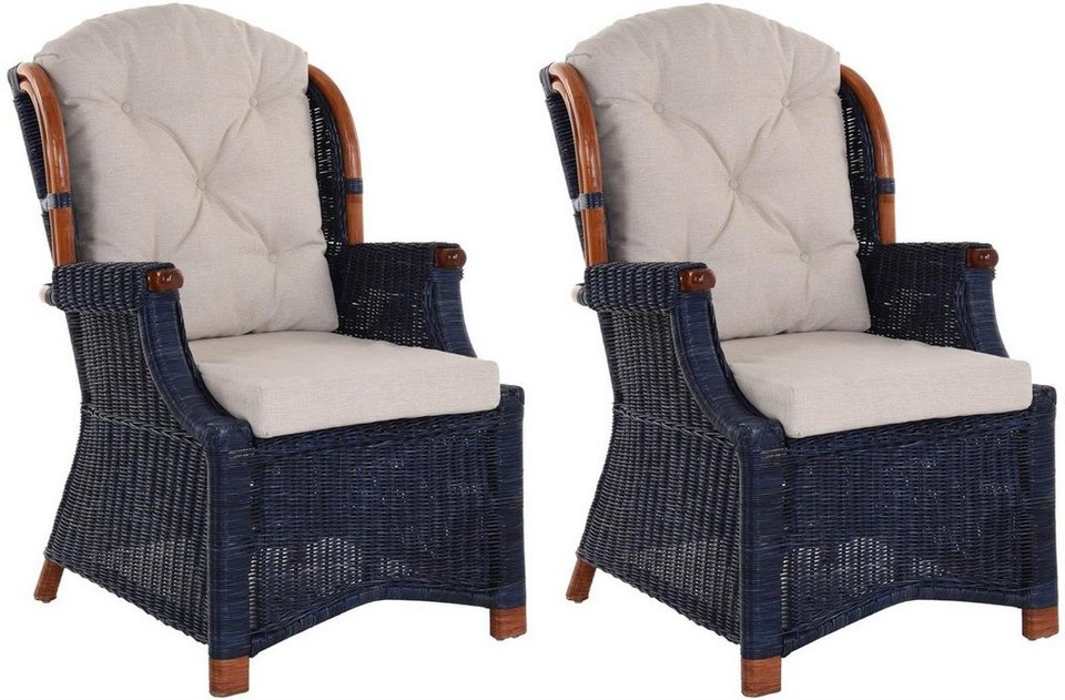 Krines Home Relaxsessel 2er Set Klassischer Rattansessel Lesesessel
