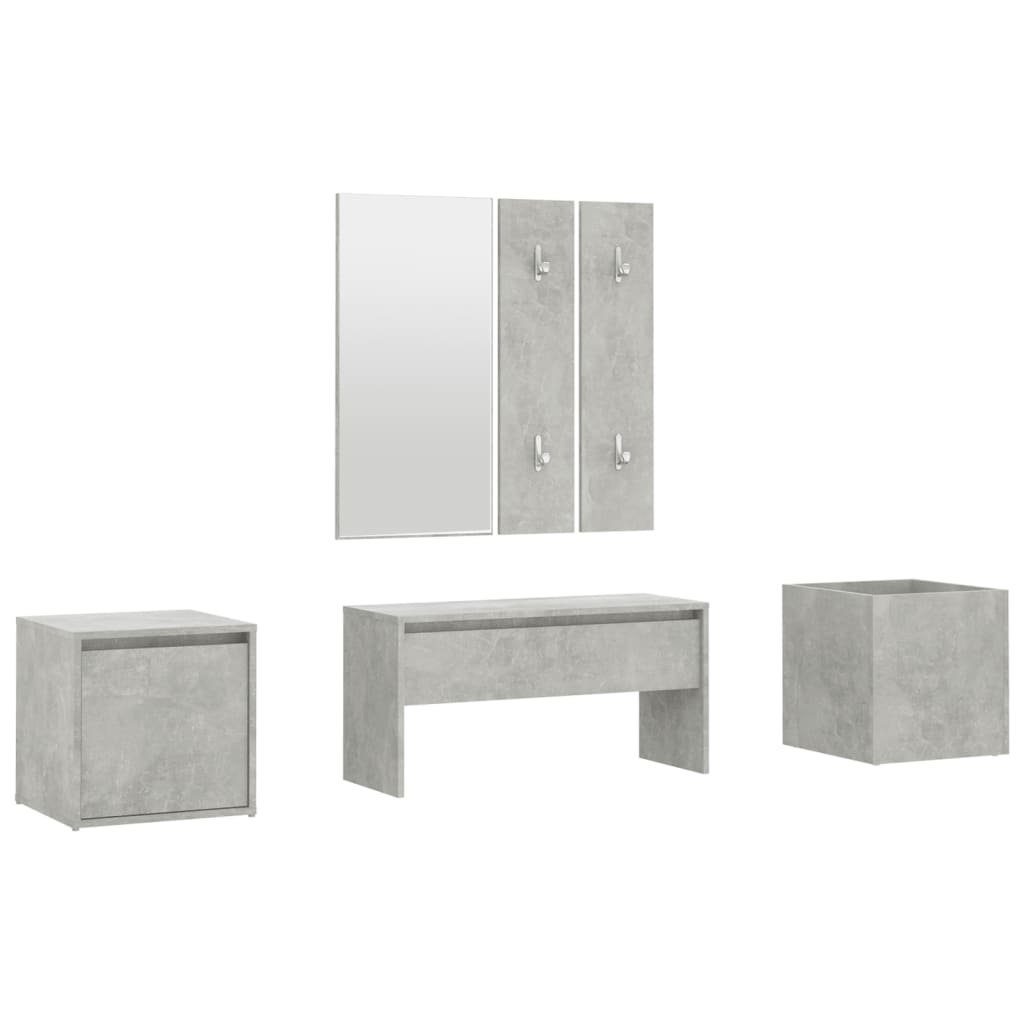 Vidaxl Garderoben Set Garderobe Flurmöbel Set Betongrau Spanplatte
