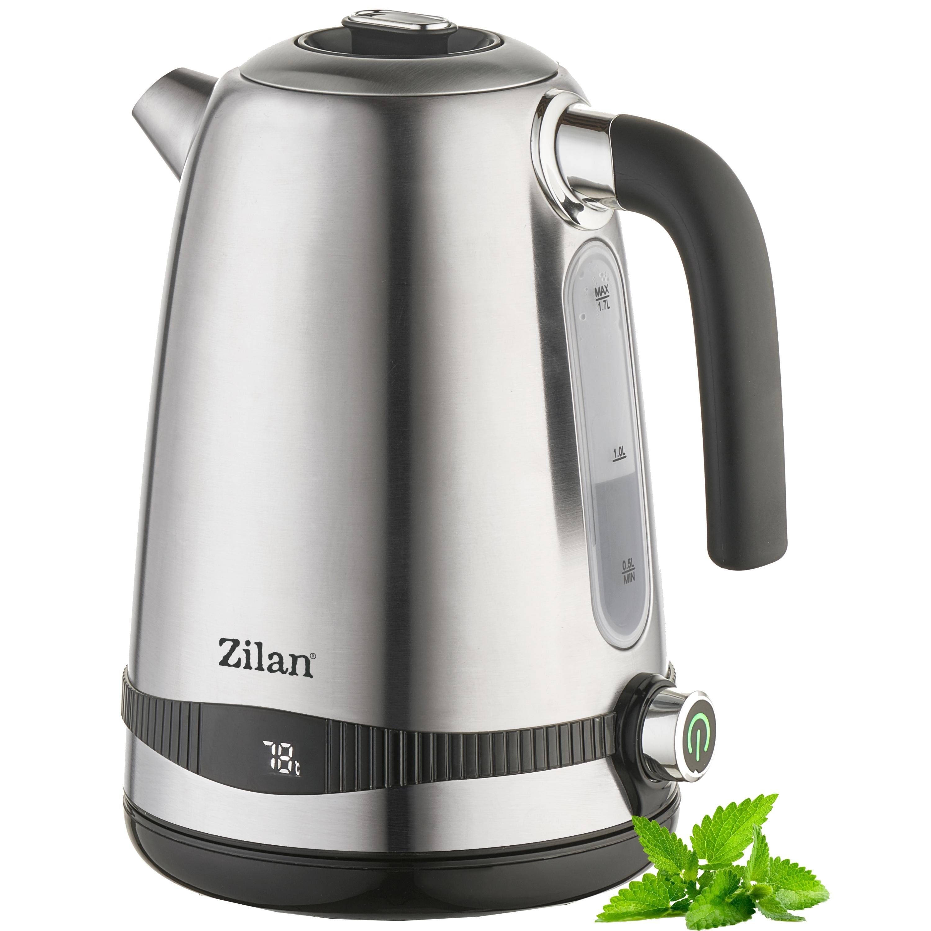 Zilan Wasserkocher ZLN-1000, 1,7 l, 2200 W, Temperatureinstellung,LED-Beleuchtung,Edelstahl,BPA-frei