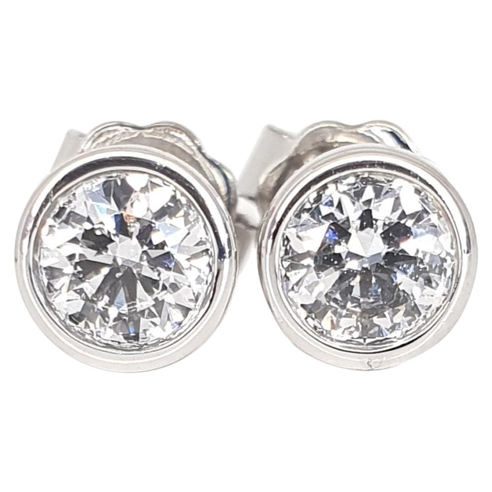 Webgoldschmied Paar Ohrstecker Ohrstecker 750 Weißgold mit 2 Diamanten Lupenrein (IF) feines ...
