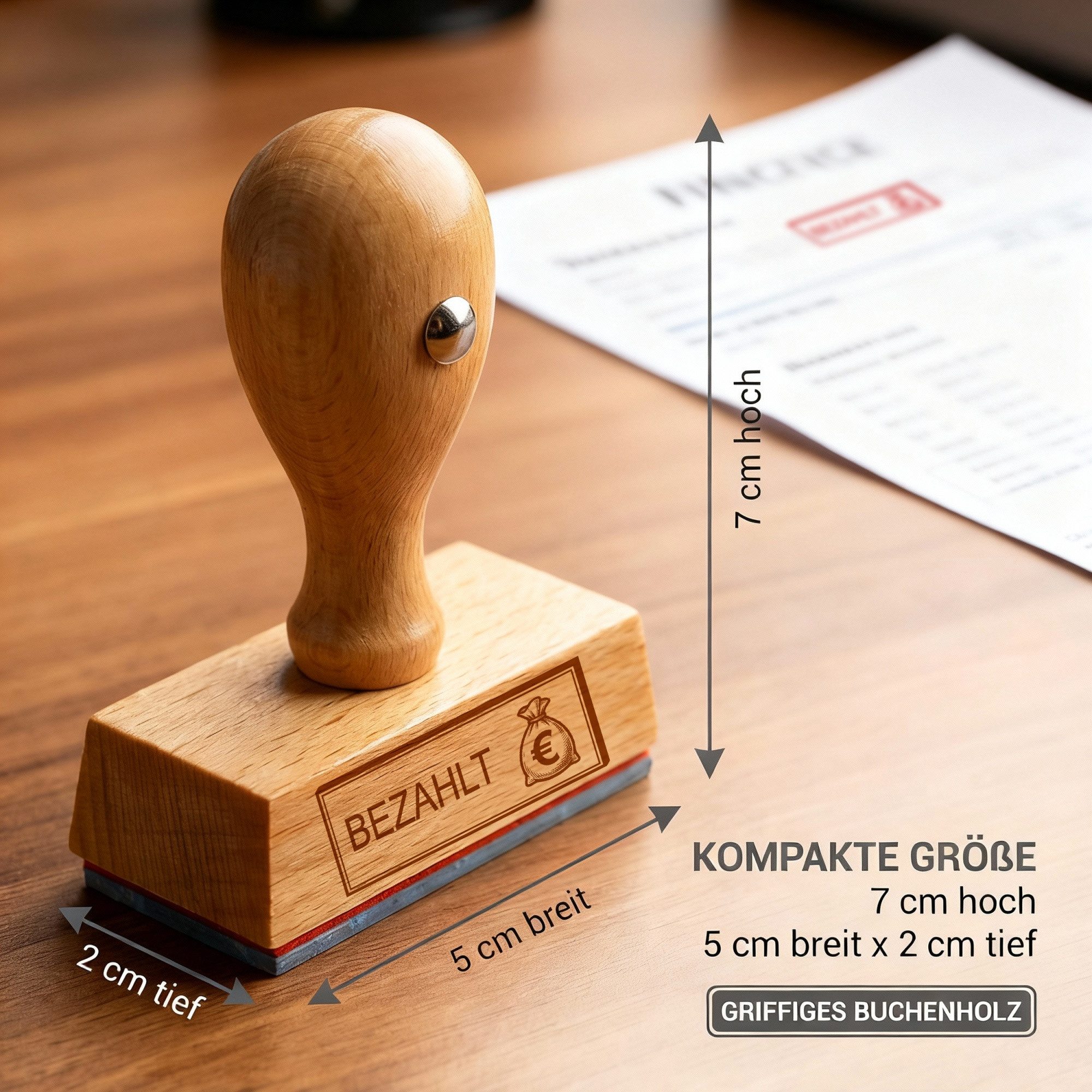 Dekolando Stempel Bürostempel BEZAHLT Geldsack Stempel – Holzstempel ...