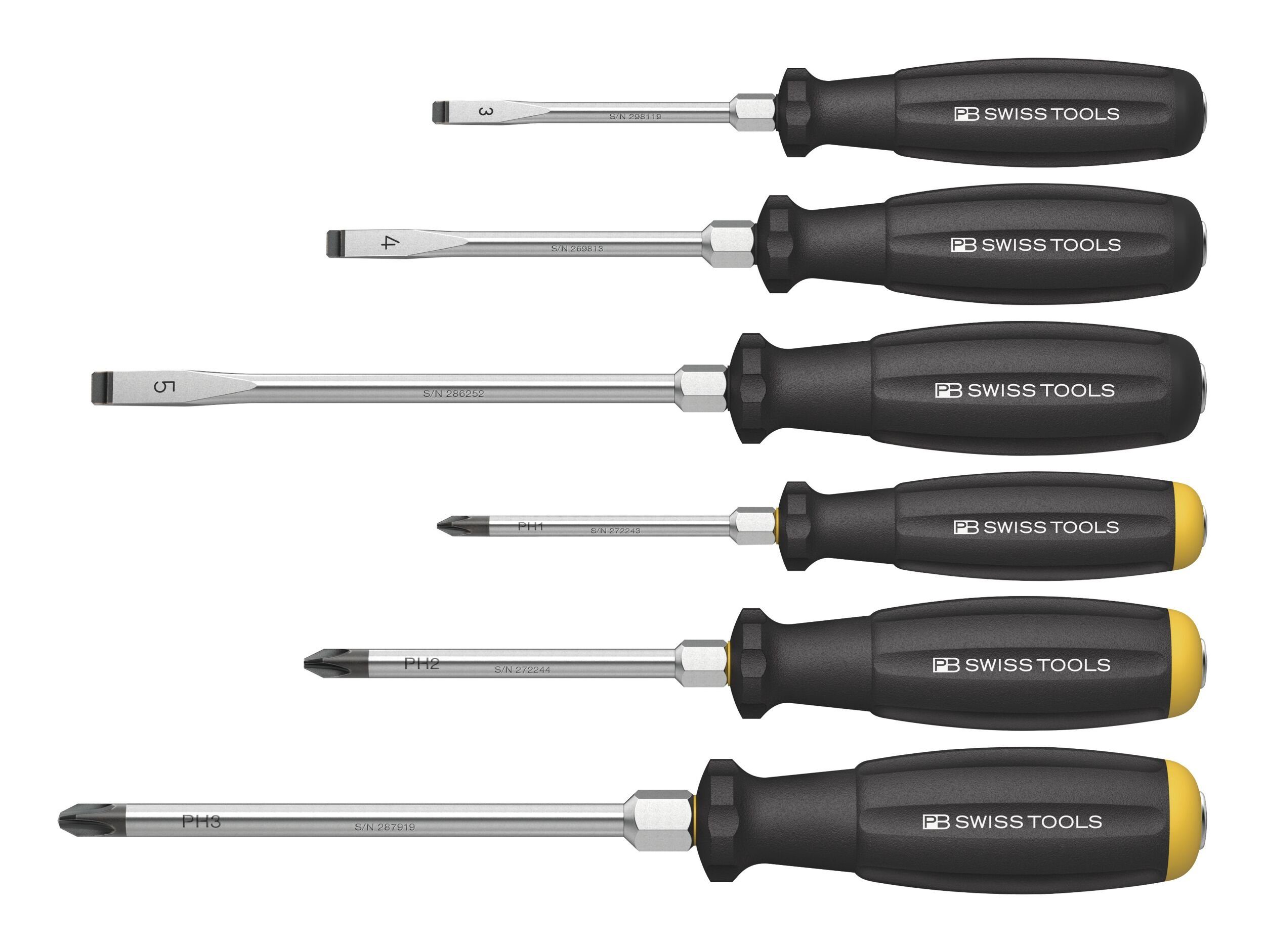 PB Swisstools Schraubendreher, (6 St), Satz 6-teilig Schlitz/PH Schlagkappe PB SwissTools