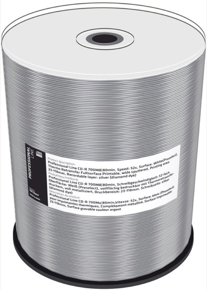 Mediarange CD-Rohling 100 full printable Thermo proselect diamant 80Min ...
