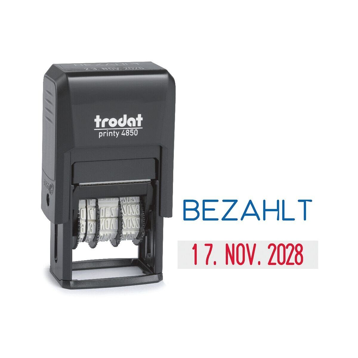 TRODAT Stempel Printy 4850/L2, Datumseinstellung / fertiger Lagertext, selbstfärbend, Stempel ...