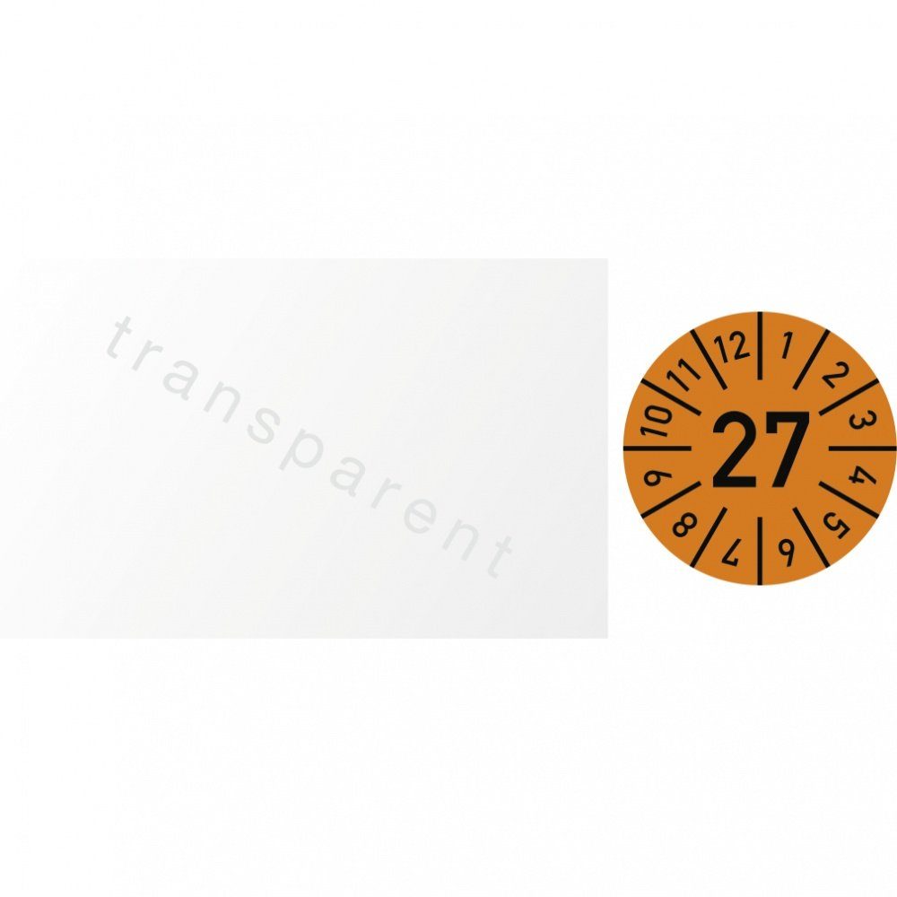 Dreifke Hinweisschild Kabelprüfplakette Jahr 2027 mit Monaten, Folie, 60x25 mm, 10 Stück/Bog