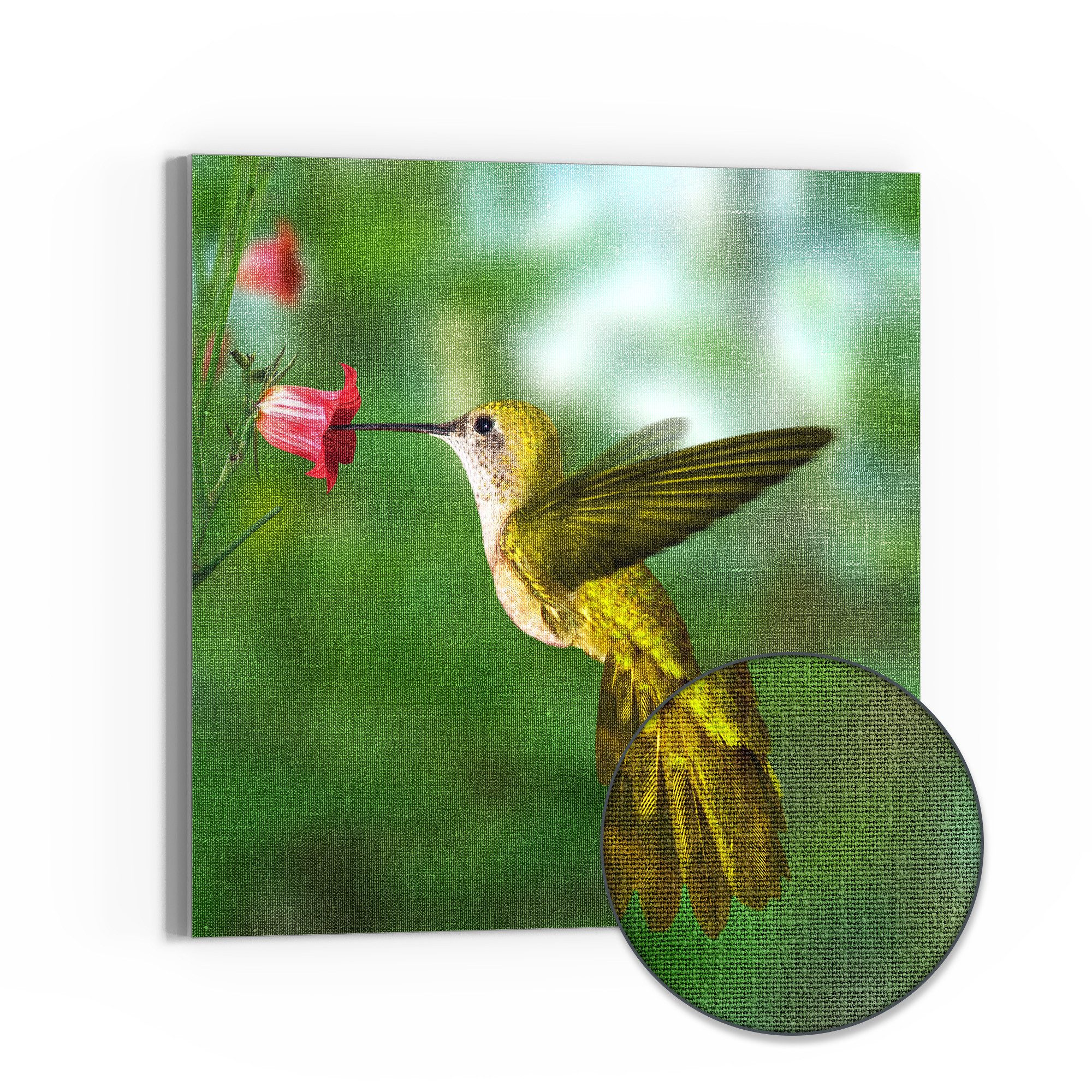 DEQORI Leinwandbild 'Flügelschlag des Kolibris', 'Flügelschlag des Kolibris', Hybrid Leinwand ...