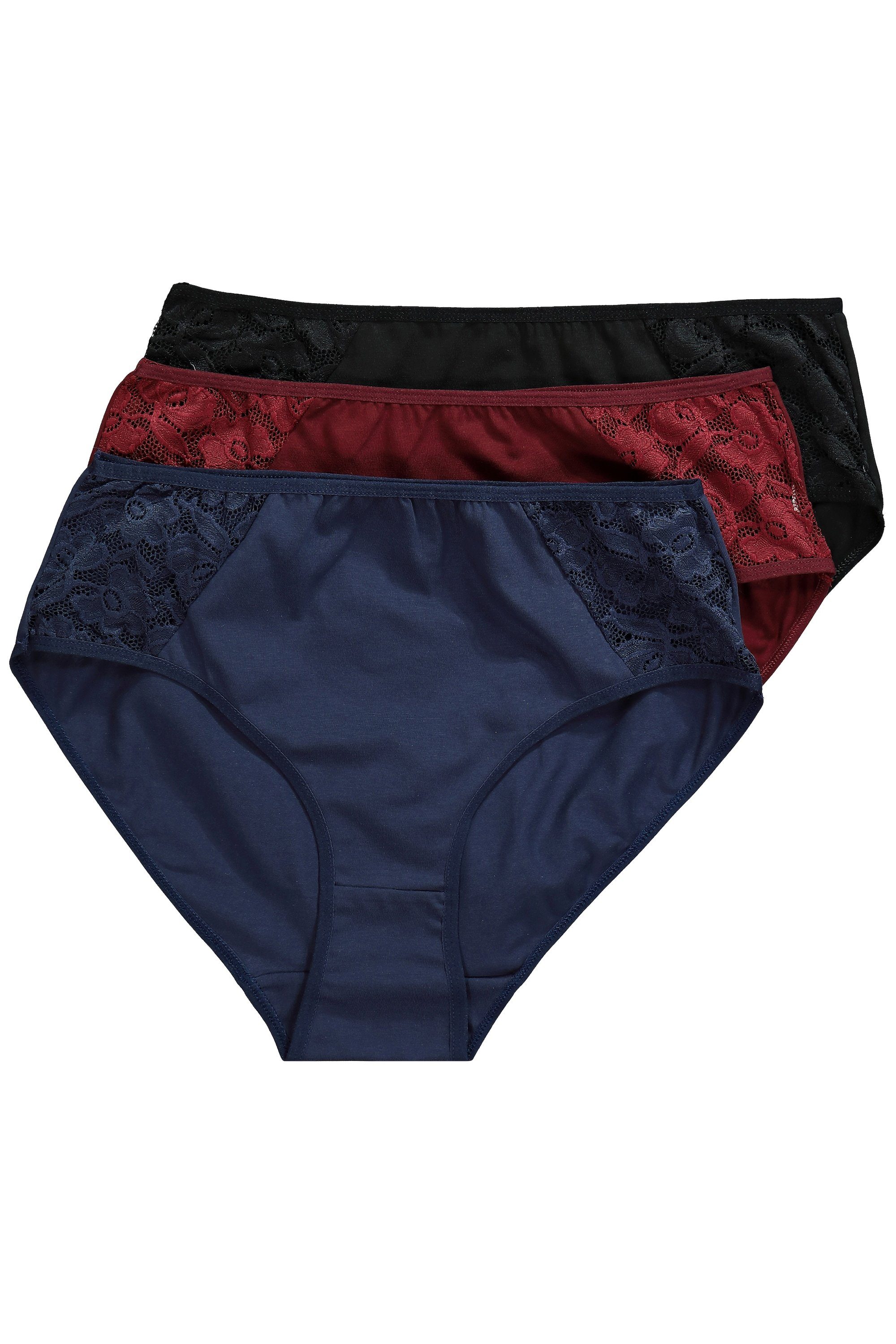 Ulla Popken Slip Midislips 3er Pack Spitzen Einsatz