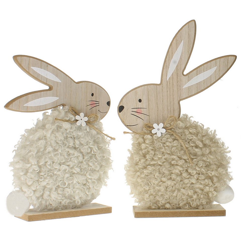 Macosa Home Osterhase 2er Set Deko Hasen Holz Rosa Od Beige 22 Cm