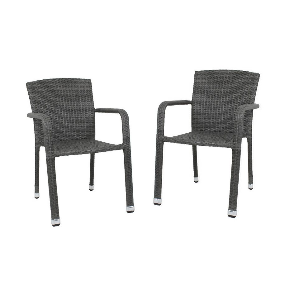 Lomadox Gartenstuhl GARDA-120, Garten Armstuhl 2er Set in dunkelgrau, B ... Lomadox Gartenstuhl GARDA-120, Garten Armstuhl 2er Set in dunkelgrau, B ...