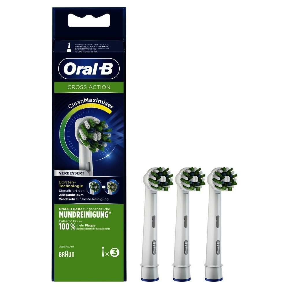 Oral-B Aufsteckbürsten Cross Action CleanMaximizer - 3er Pack, Die perfekt angewinkelten Borsten ...