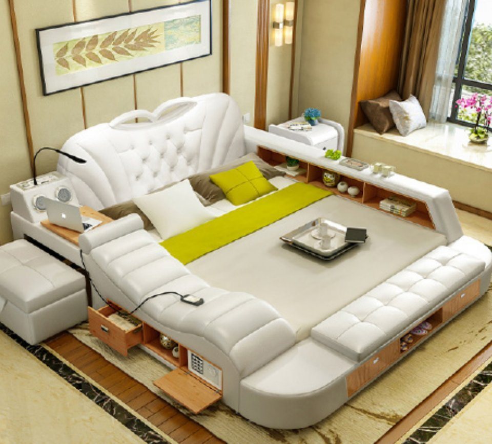Jvmoebel Bett Doppel Luxus Design Leder Bett Polster Betten Moderne