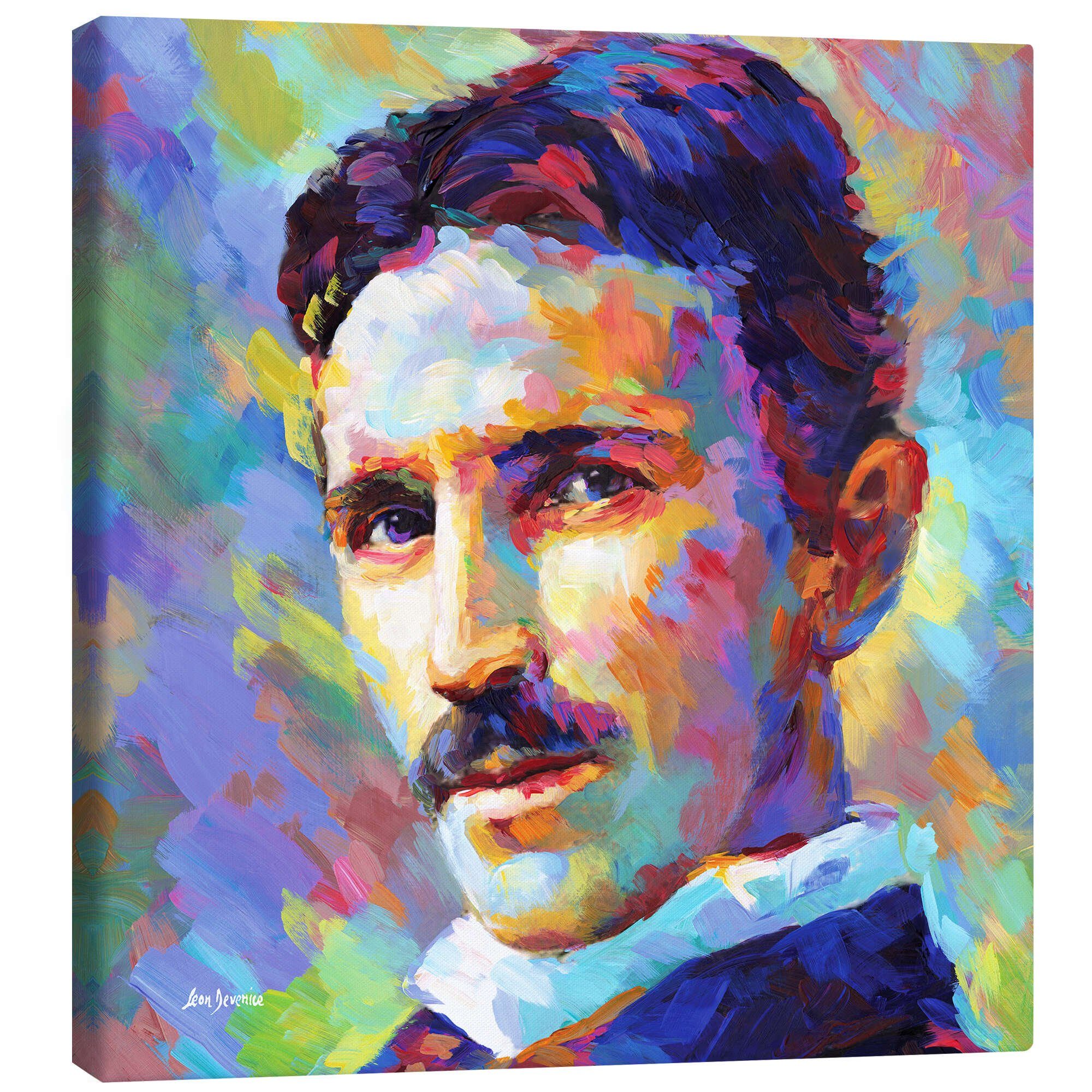 Posterlounge Leinwandbild Leon Devenice Nikola Tesla Modernes Porträt
