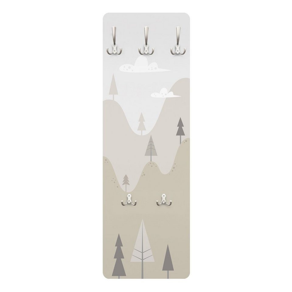 Bilderdepot24 Garderobenpaneel Design Kinder Bäume Wald Berge In Beige