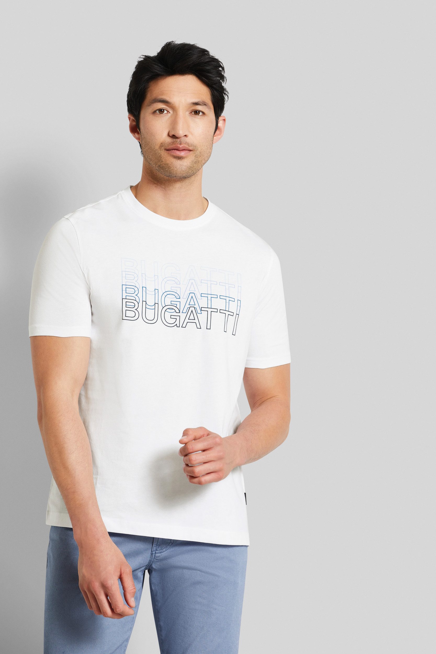 bugatti T-Shirt mit bugatti-Print, Waschbar bis 30 Grad