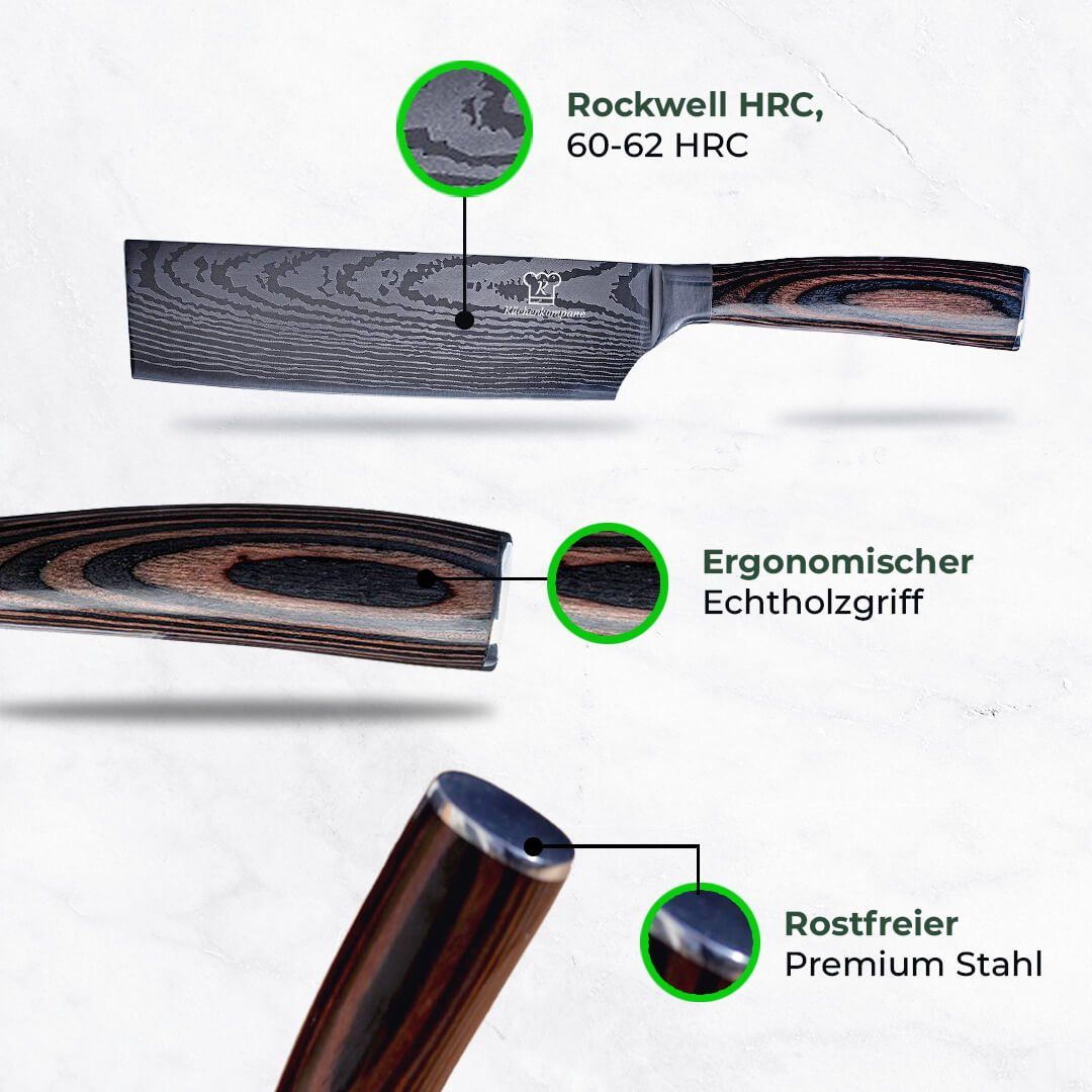 Küchenkompane Asiamesser Asiatisches Hackmesser - Messer aus gehärteter ...