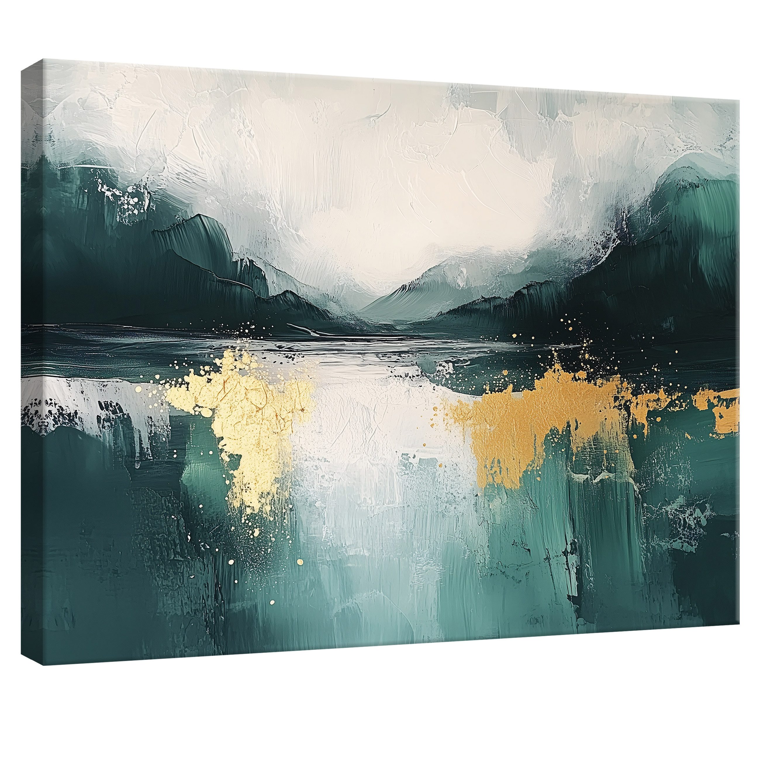 Wallarena Leinwandbild Marmor Absktrakt Grün Gold Wandbilder XXL Wand Deko Bilder Modern ...