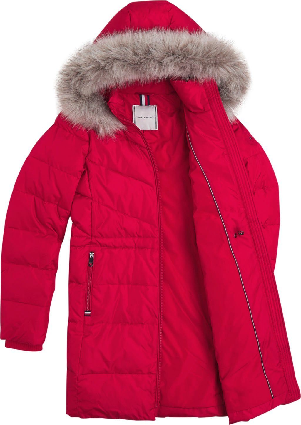 Tommy Hilfiger Steppmantel Th Ess Sorona Padded Coat Mit Fellimitat
