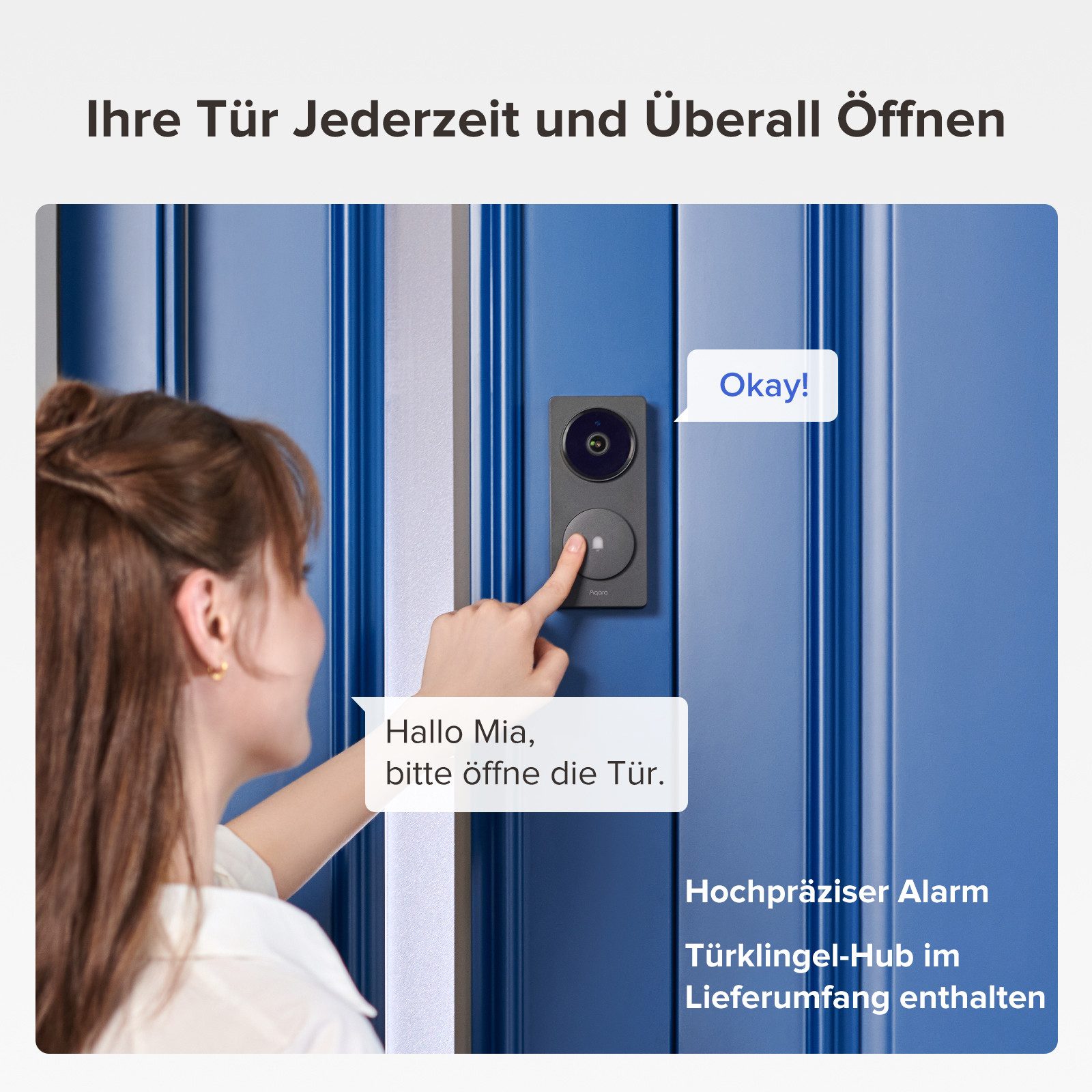 Aqara Smart Home Türklingel G410, 2K-Bildschärfe mit 175°-Sichtfeld ...