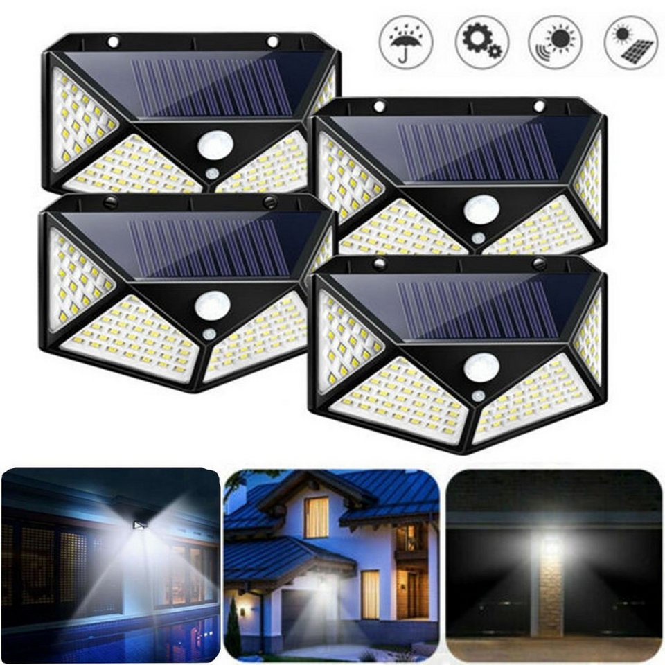Letgospt Led Solarleuchte 4x Solarleuchte 100 Leds Wandleuchte Mit