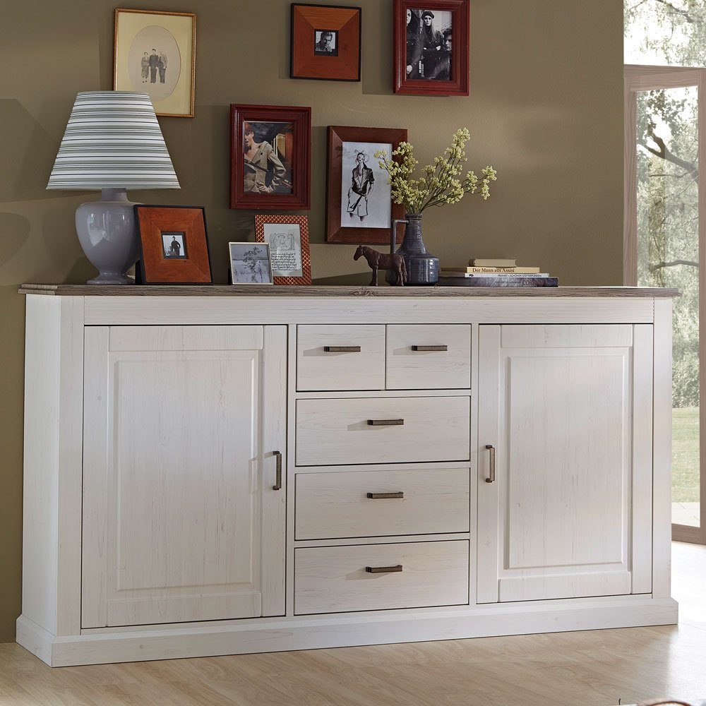 Lomadox Kommode Leer 55 Landhaus Anrichte Sideboard In Pinie Weiß