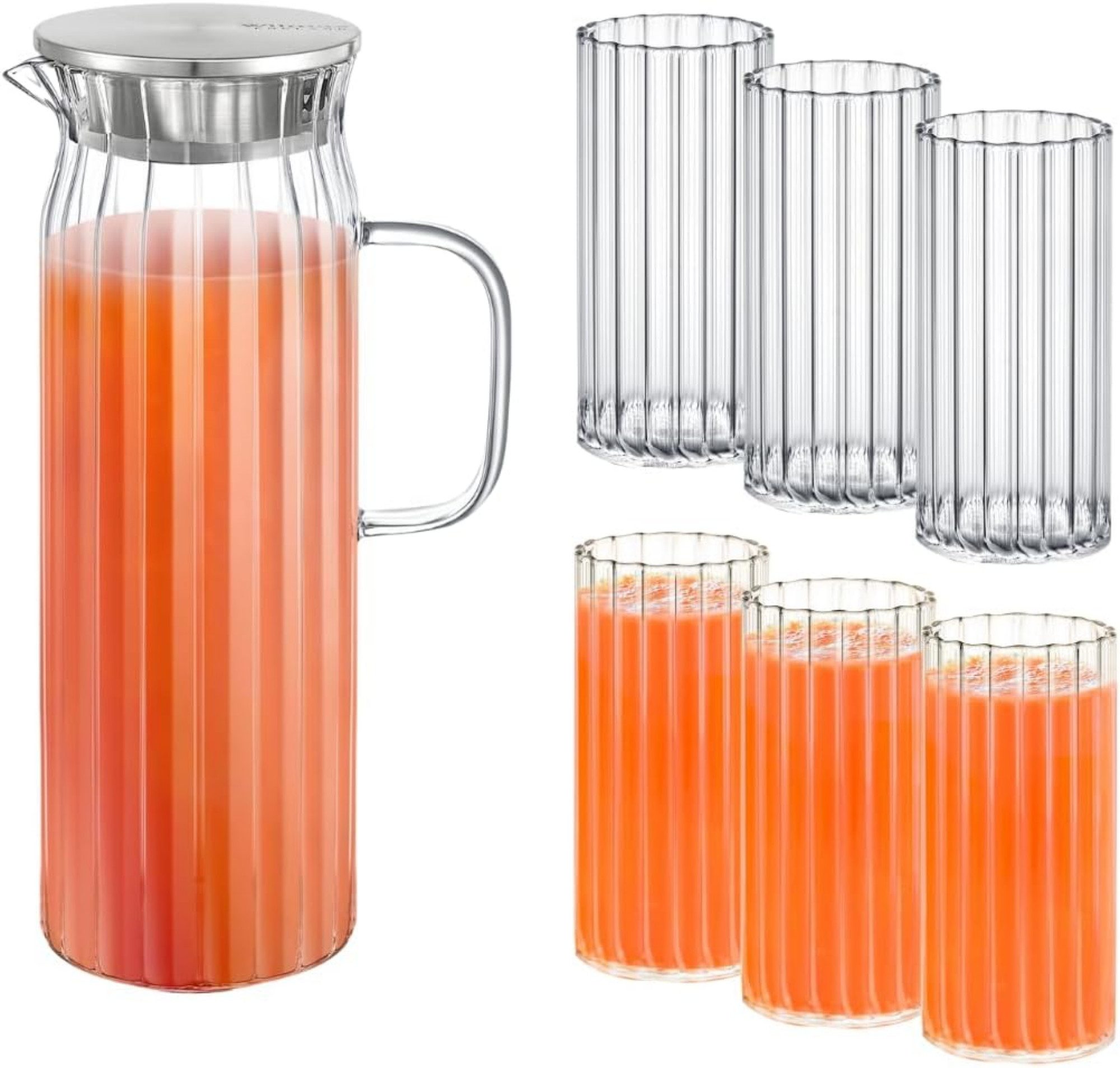 Wilmax Englandhomtex Kaffeekanne Glaskaraffe 15l Mit 6 Wassergläsern
