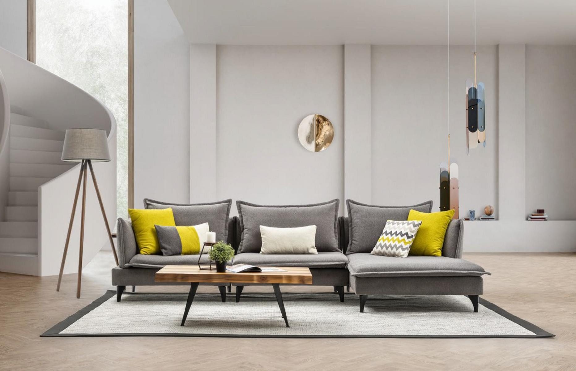 JVmoebel Ecksofa Grau Chesterfield Ecksofa Luxus Polstermöbel Garnitur ...