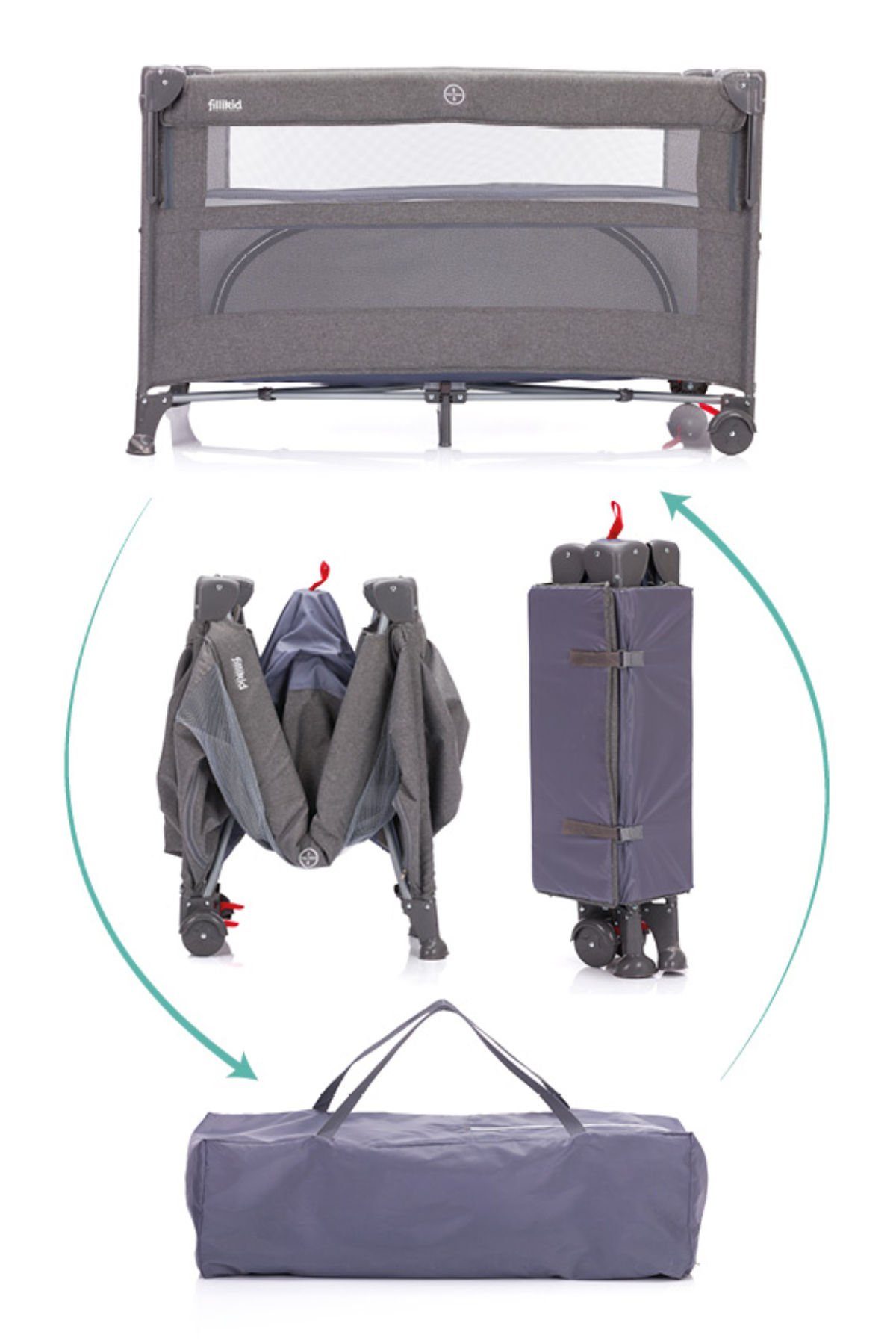 Fillikid Baby-Reisebett Reisebeistellbett Exklusiv, Babyreisebettmatratze