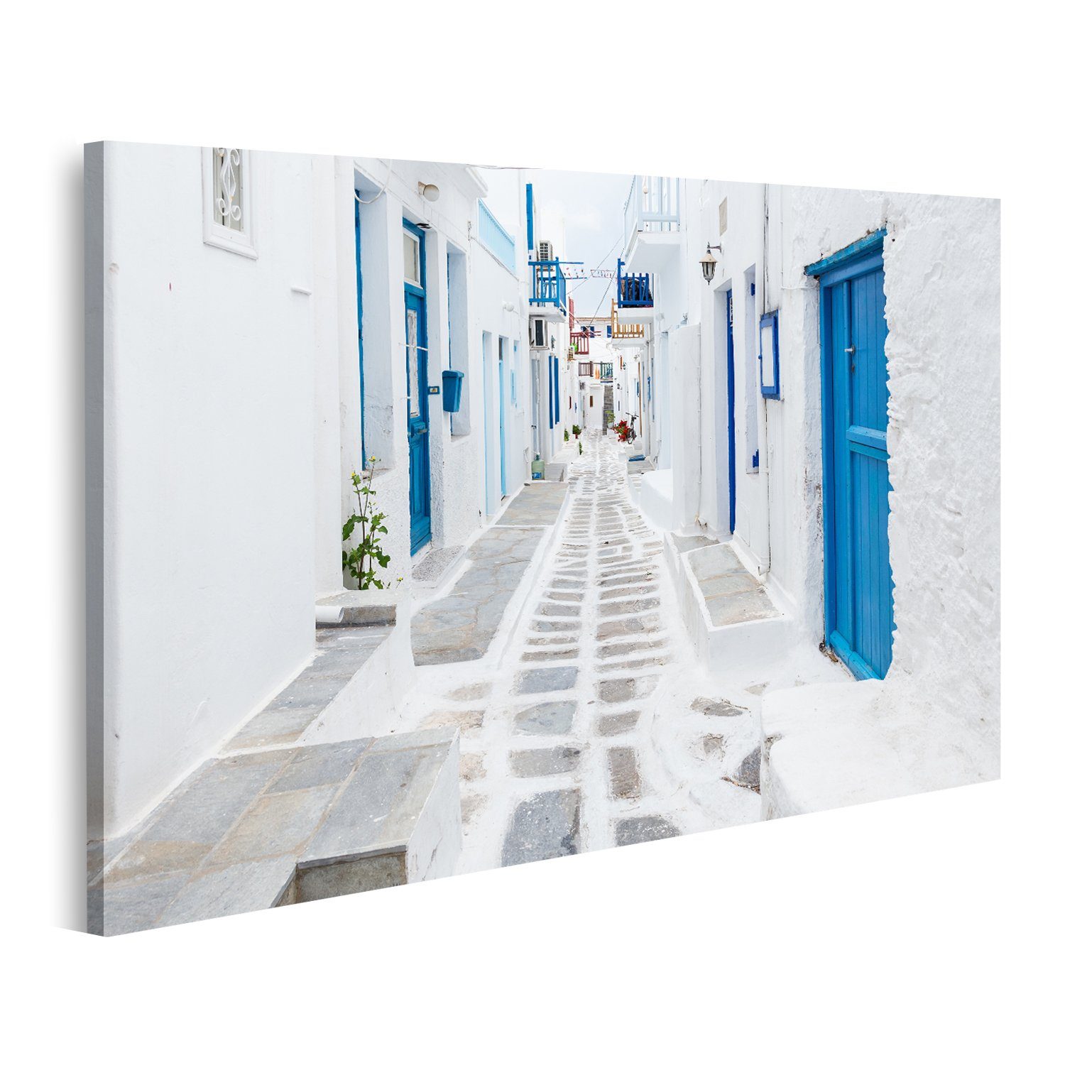islandburner Leinwandbild Bild auf Leinwand Mykonos Street Griechenland Wandbild Leinwandbild W