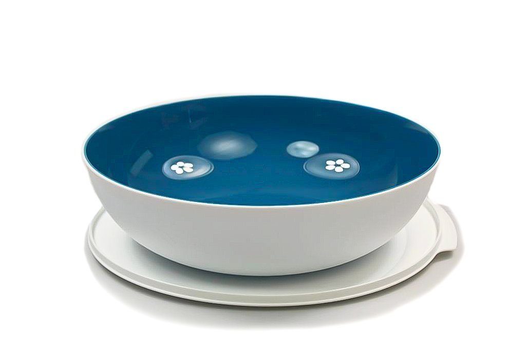 TUPPERWARE Servierschüssel Allegra 3,5 L weiß türkis Servierschale + SPÜLTUCH
