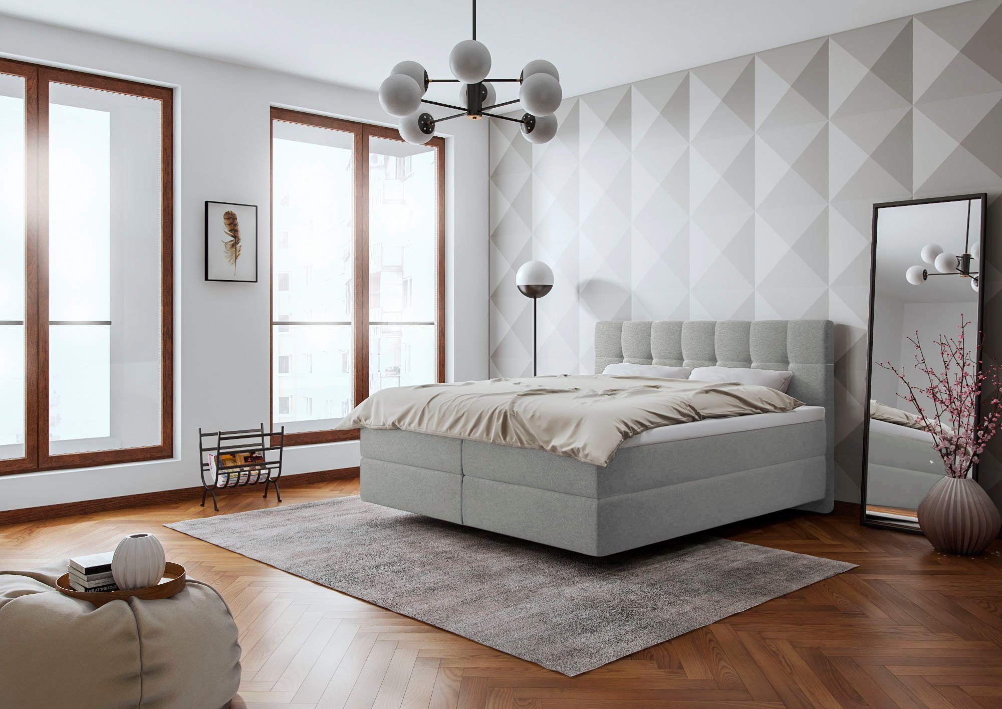 Boxspringbett 180x200 Niedriges Kopfteil