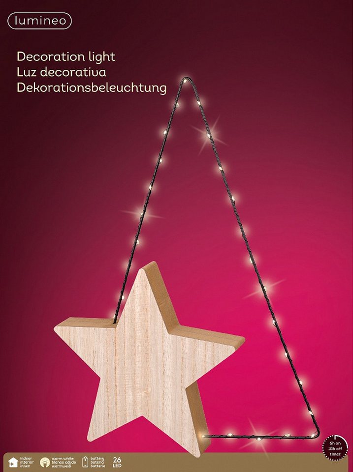 Lumineo Led Stern Led Beleuchtung Holzstern 26 Led Warm Weiß Timer