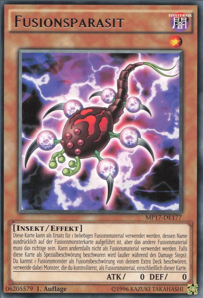 Recollectibles Sammelkarte Yugioh Karte Fusionsparasit Yu Gi Oh Karte
