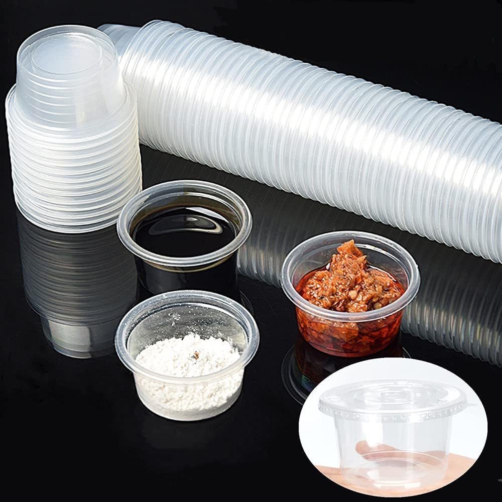 UE Stock Einwegbecher 50 Stück Feinkostbecher Verpackungsbecher Transparent rund mit Deckel, PP ...