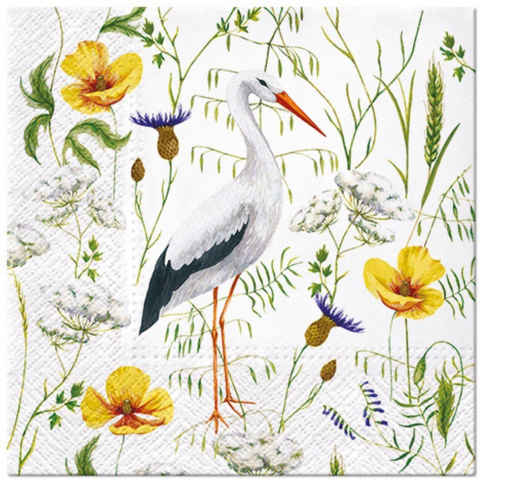 Paw Sp Z Oo Papierserviette 20 Servietten Stork In Grassland 33x33cm