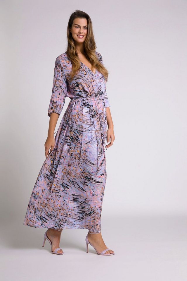 Ulla Popken Jerseykleid Maxikleid Wickeloptik V Ausschnitt 3 4 Arm