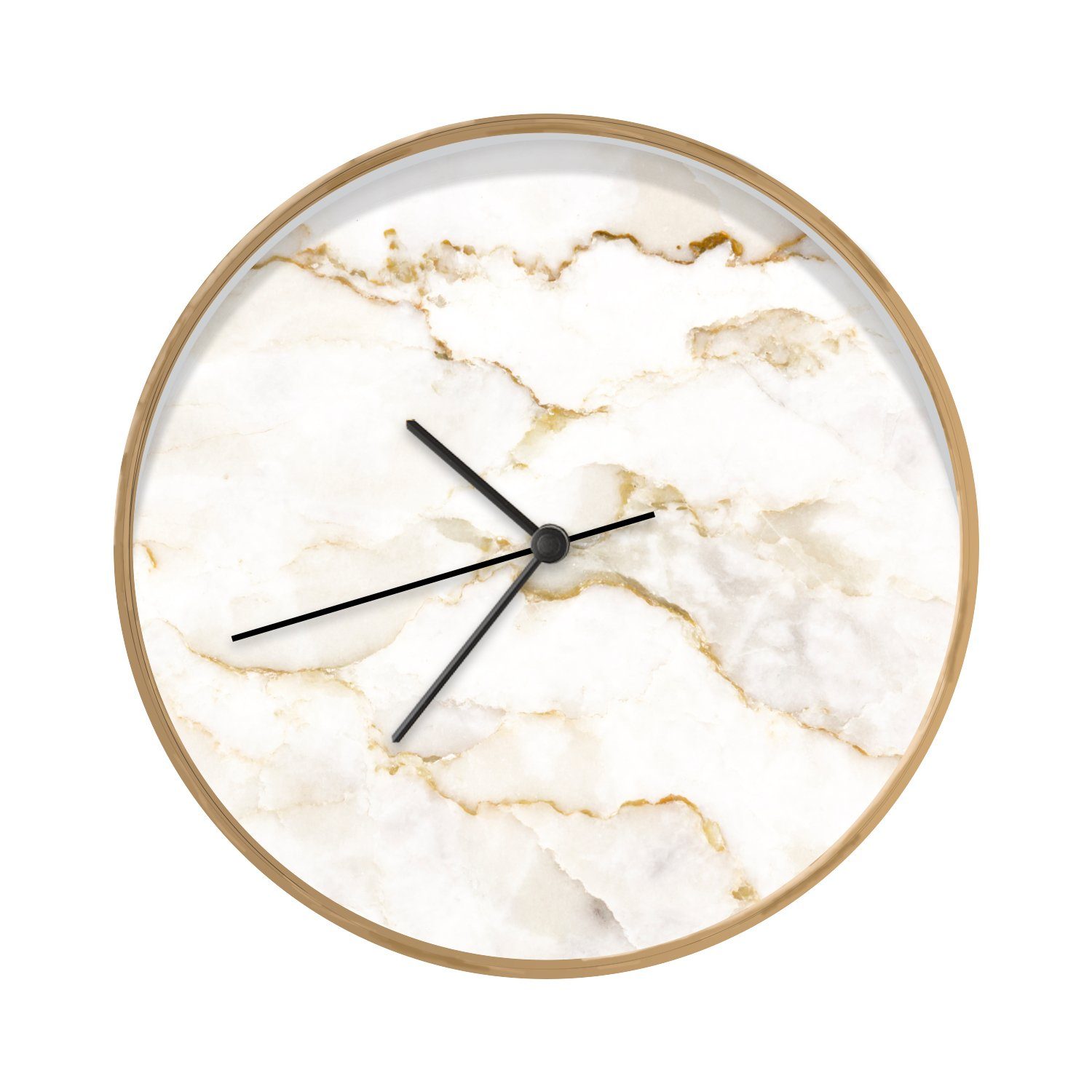 Muchowow Wanduhr Marmor Limette Gold Luxus Marmoroptik Weiß