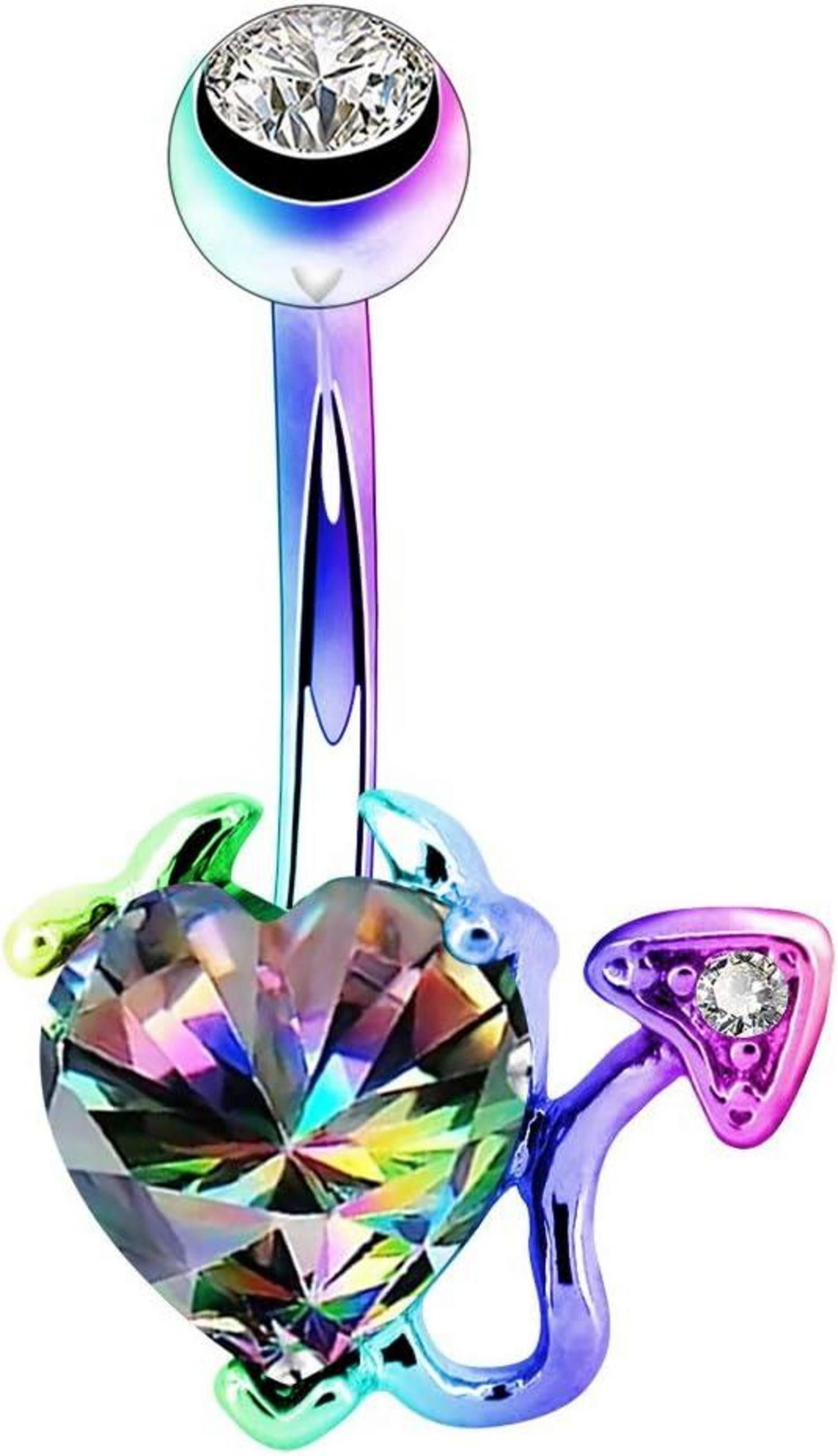 LuxusKollektion Bauchnabelpiercing 14G Edelstahl Navel Rings Devil Heart Belly Button Iridescent ...