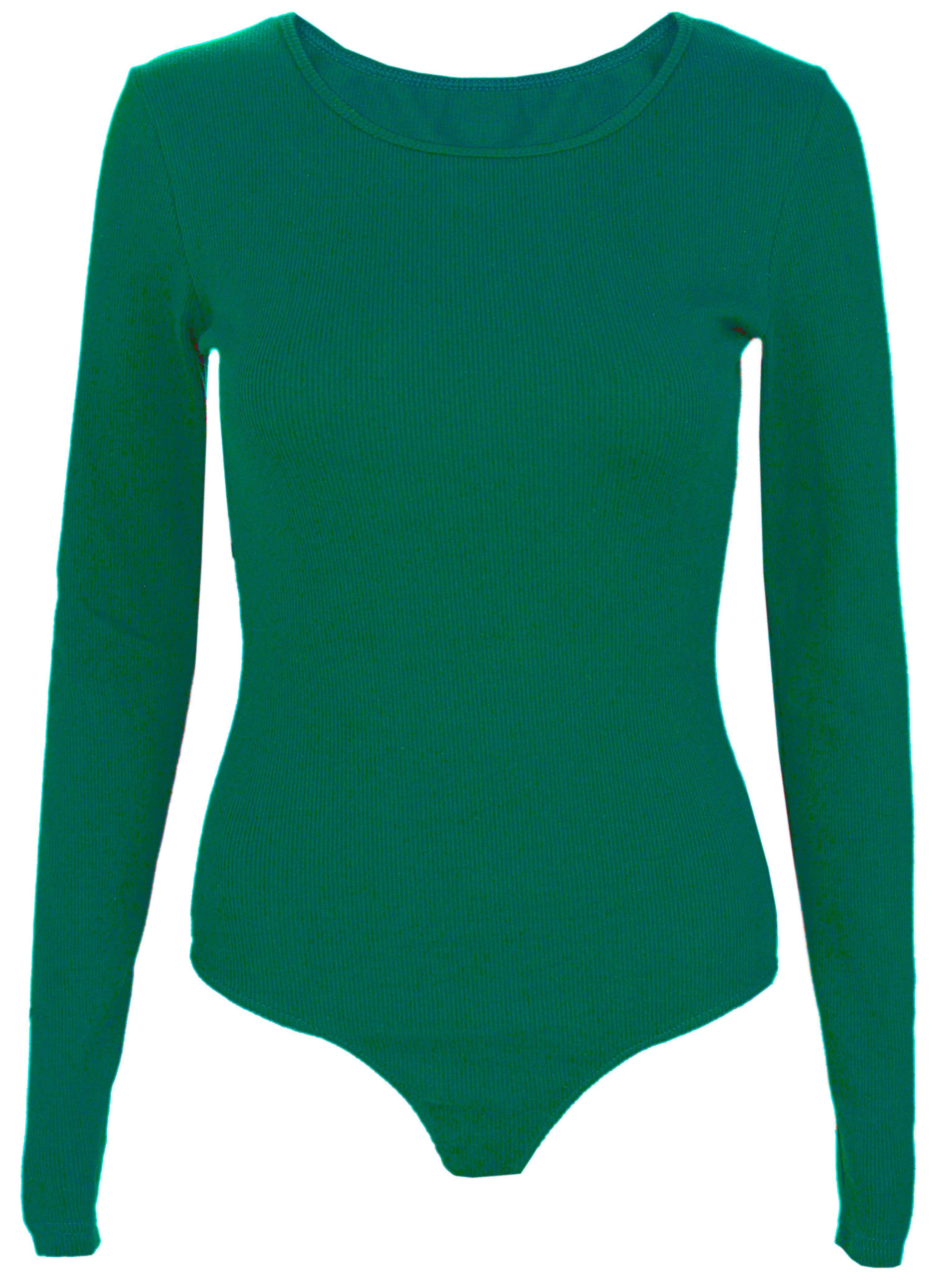 Alkato Langarmbody Damen Langarm Body Bodysuit mit Rundhalsausschnitt ...