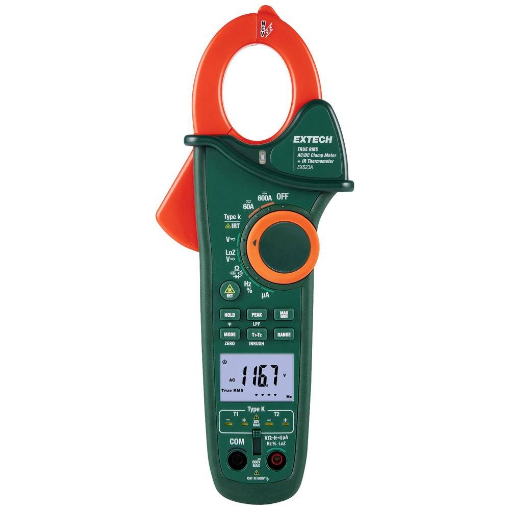 Extech Multimeter 600A AC/DC-Stromzange mit IR und Dual Typ K EX623A ...