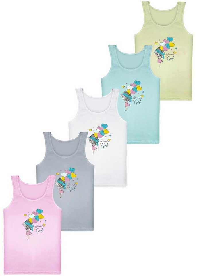 Loreza Unterhemd 5er Set Mädchen Unterhemden Herz Bunt Set 5 St