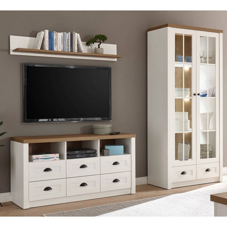 Lomadox Tv Wand Pisa 61 2 Tlg Media Anbauwand Im Landhausstil In