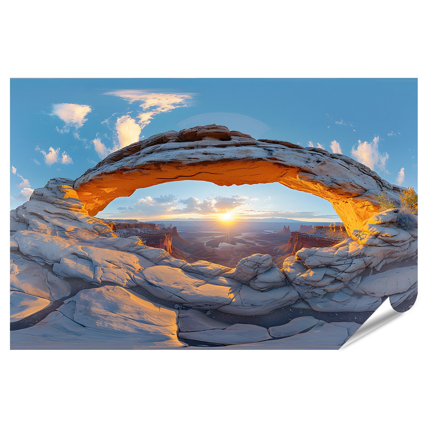 islandburner Poster Majestätische Felsformation als Silhouette vor einem bunten Himmel akz