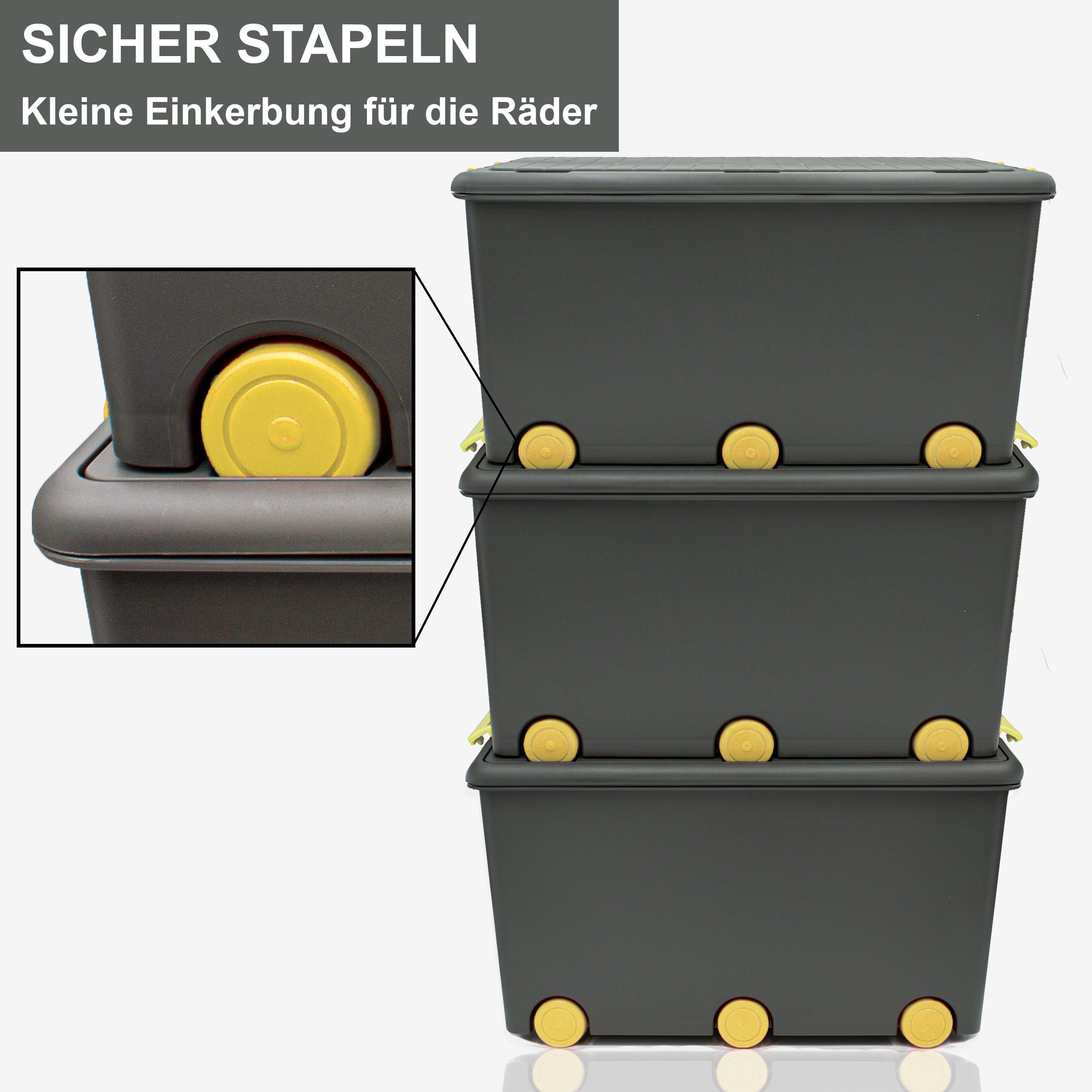 Babykajo Aufbewahrungsbox (Boxen mit Rollen, 3 St., mit 50L Volumen ...