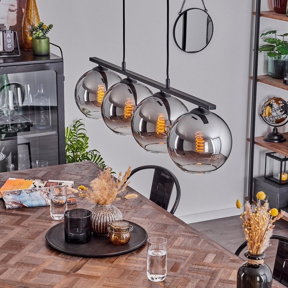 Hofstein Pendelleuchte Hängelampe Aus Metallglas In Schwarz