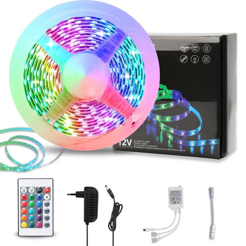 Clanmacy Led Stripe 1 10m Led Streifen Set Rgb Led Stripe 5050smd Ip20