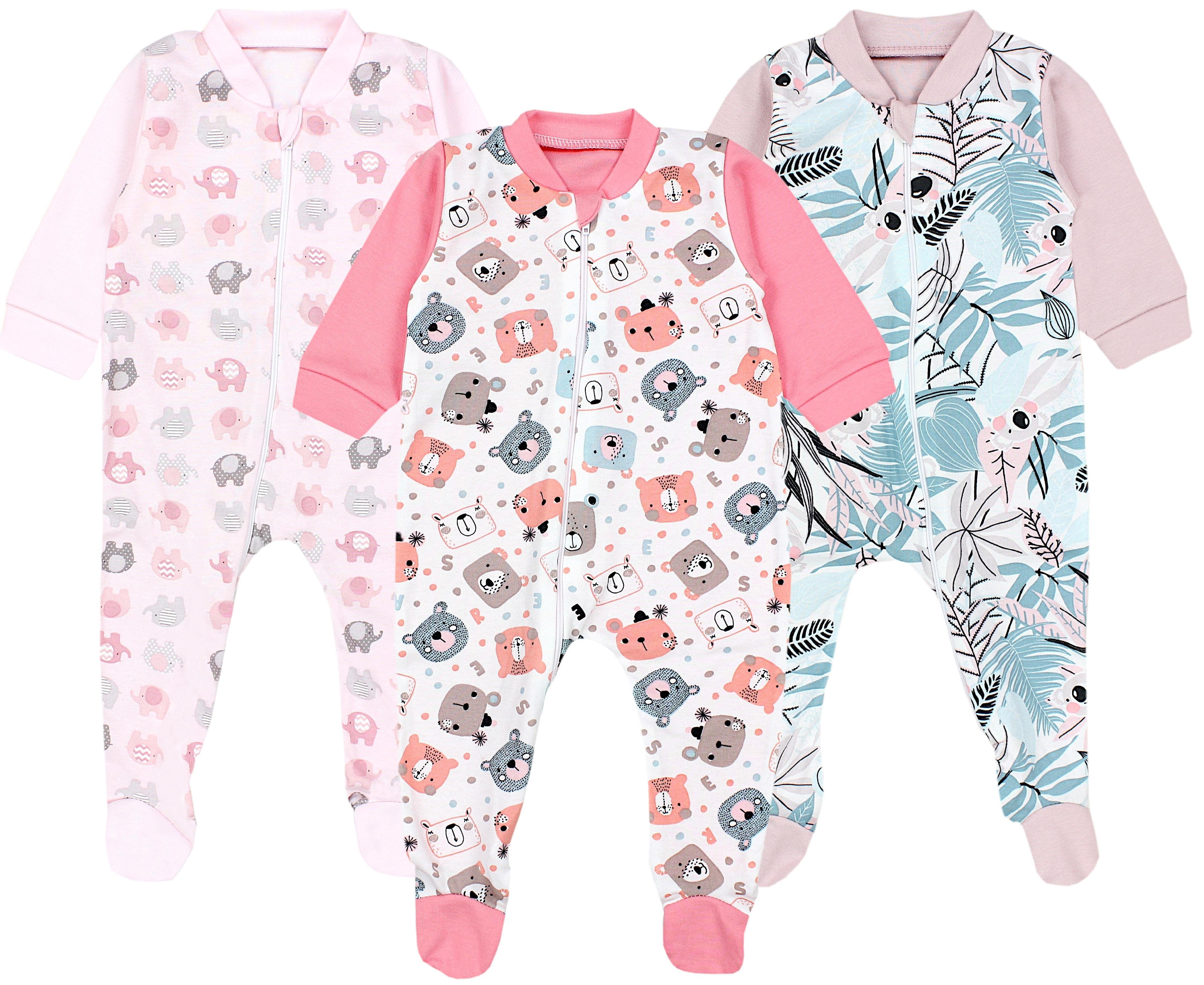Tuptam Schlafoverall Unisex Schlafstrampler Schlafanzug Mit Fuß 3er Pack
