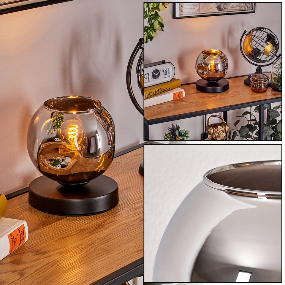 Hofstein Tischleuchte Tischlampe Aus Metallglas In Schwarzchromfarben