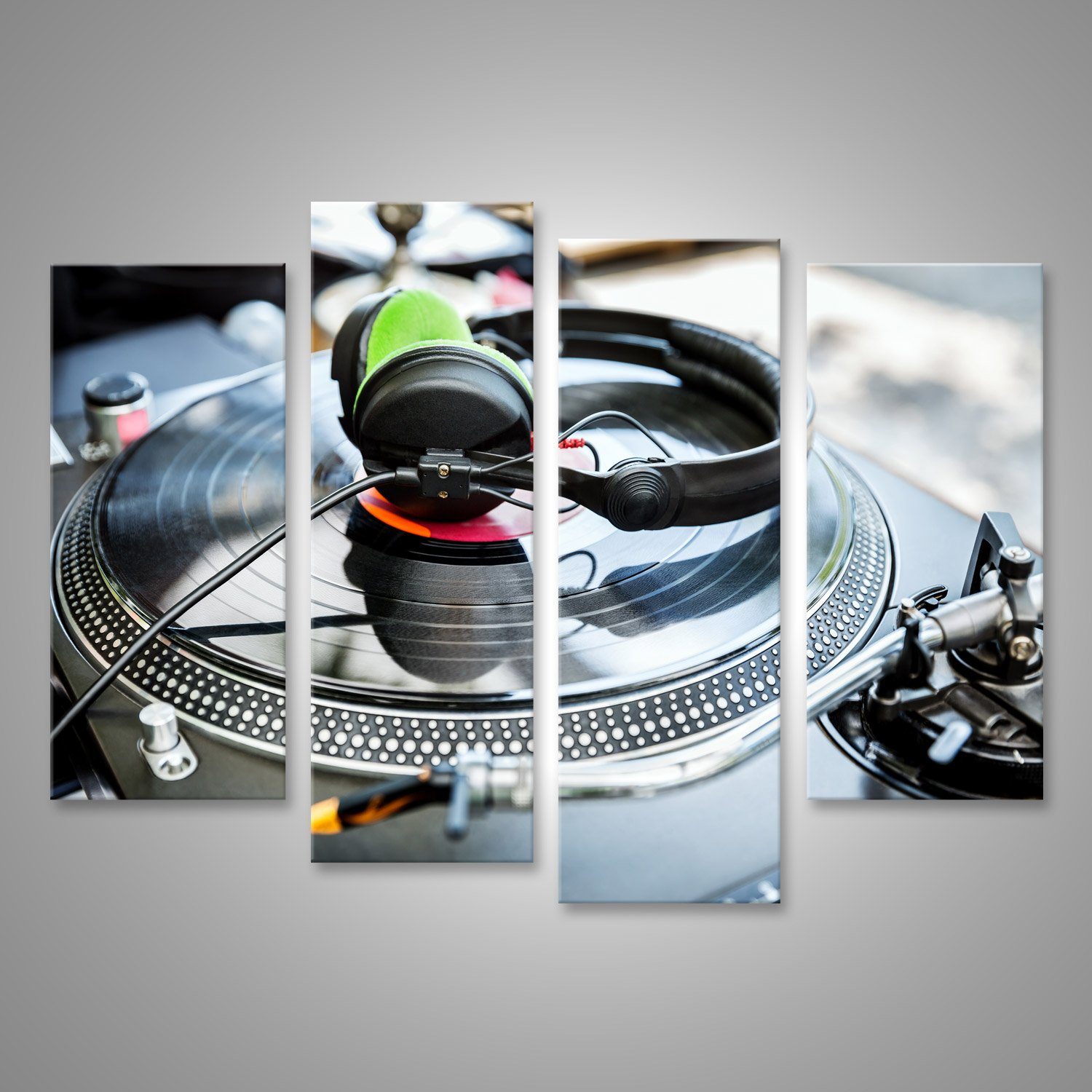 islandburner Leinwandbild Bild auf Leinwand Dj Mixer Und Vinyl Player Mit Kopfhörern Im Club Wa