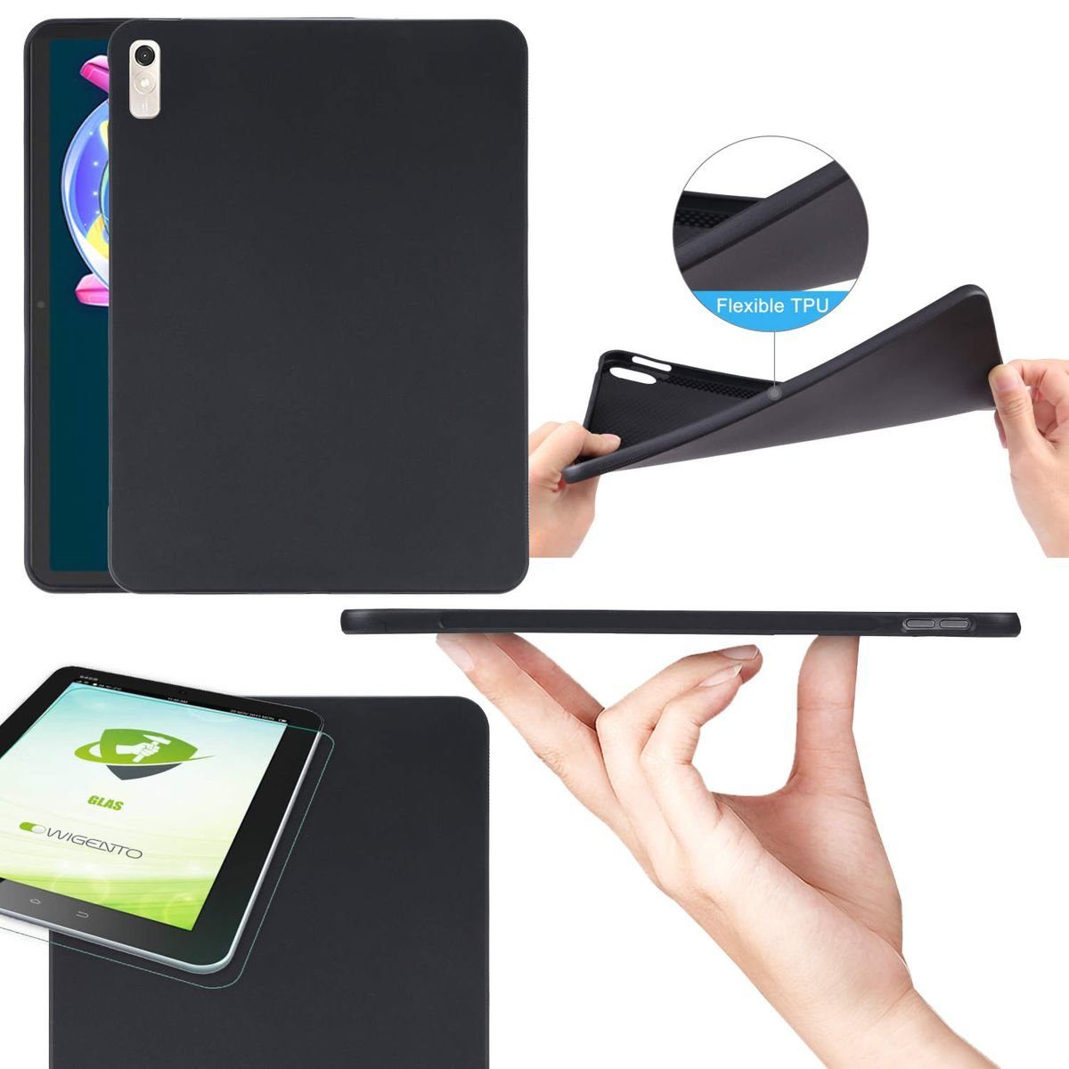 Wigento Tablet Hülle Für Lenovo Tab P11 Pro 2 Gen 112 Zoll Schwarz
